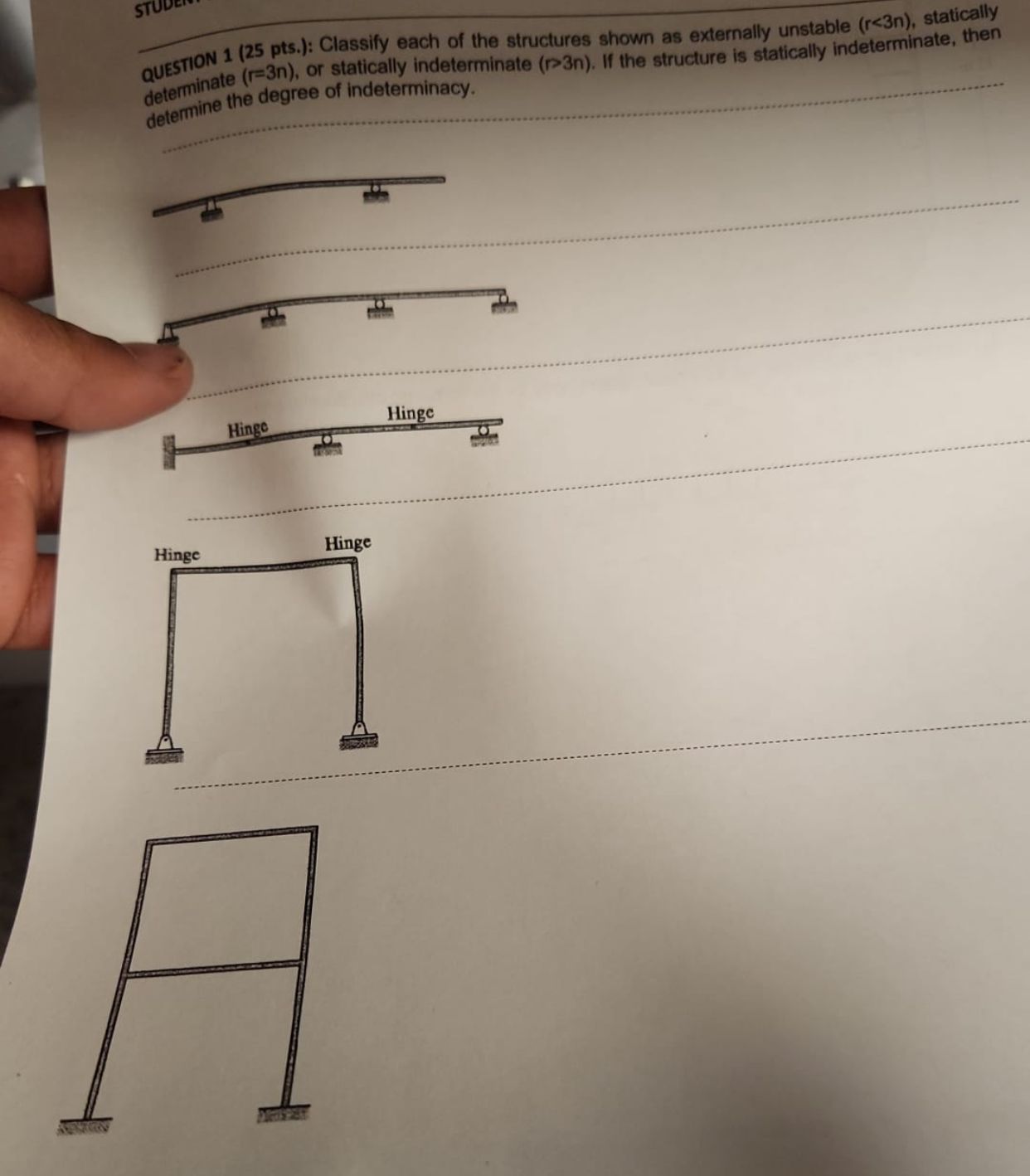 Solved QUESTION 1 (25 pts.): Classify each of the structures | Chegg.com