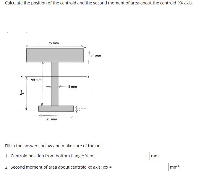 Solved Calculate the position of the centroid and the second | Chegg.com