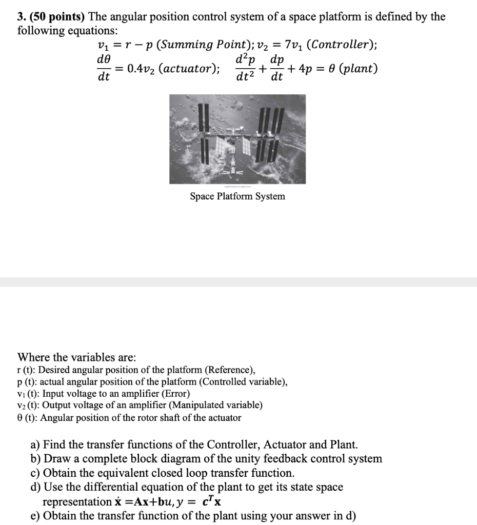 Solved 3. (50 points) The angular position control system of | Chegg.com