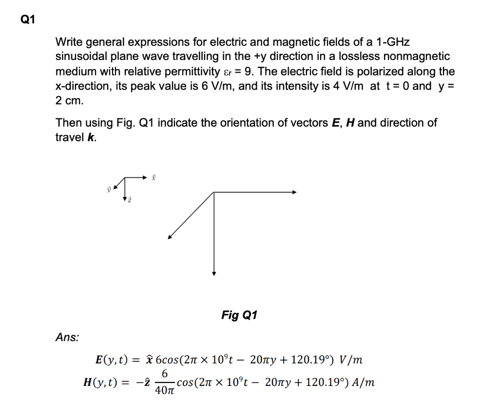Solved Write general expressions for electric and magnetic | Chegg.com