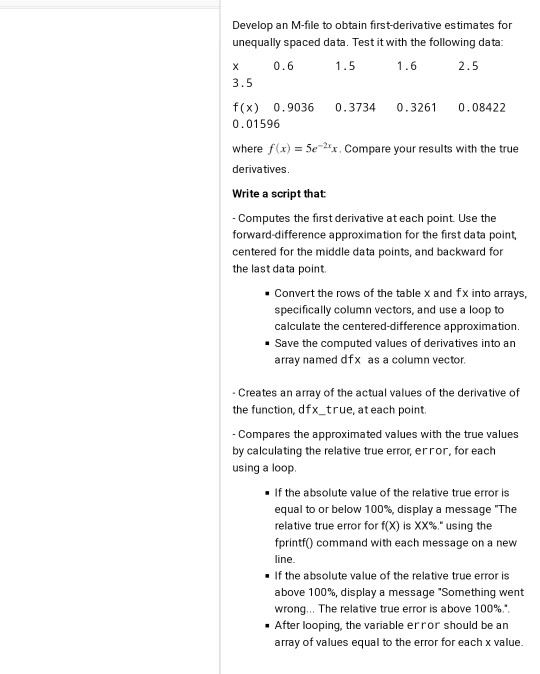 Solved Develop an M-file to obtain first-derivative | Chegg.com