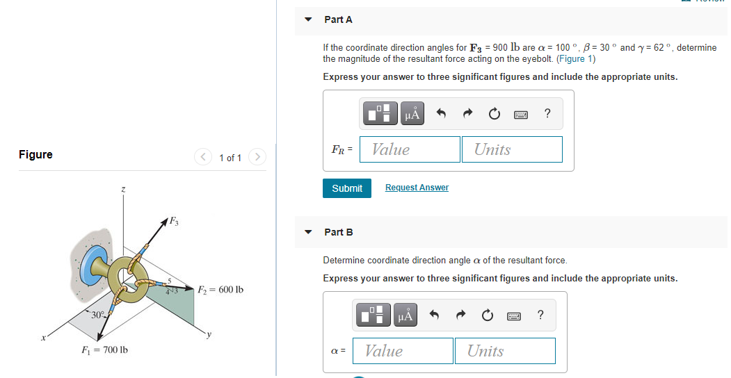 Solved Part A If the coordinate direction angles for F3 = | Chegg.com