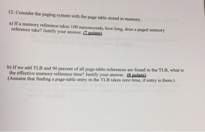 Solved 12. Consider the paging system with the page table | Chegg.com