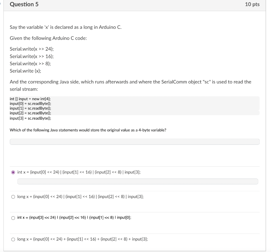 Solved Question 5 10 pts Say the variable ' x ' is declared | Chegg.com