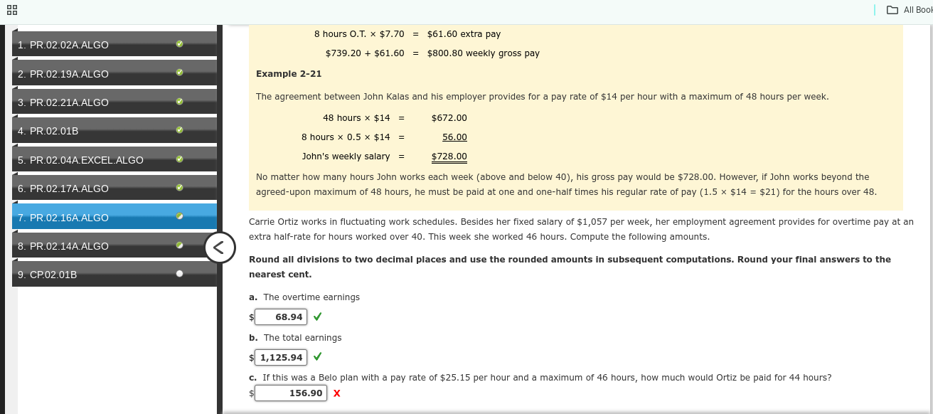 Solved 8 ﻿hours O.T. ×$7.70=$61.60 ﻿extra | Chegg.com