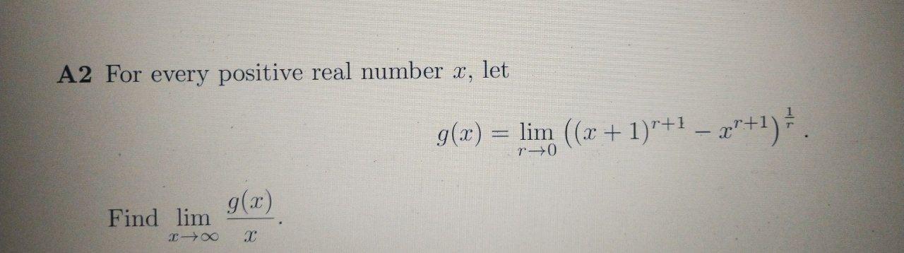Solved A2 For every positive real number x, let | Chegg.com