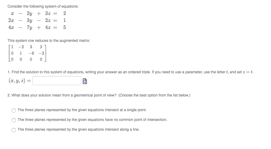 Augmented Matrix Representing The System Of Equations Calculator