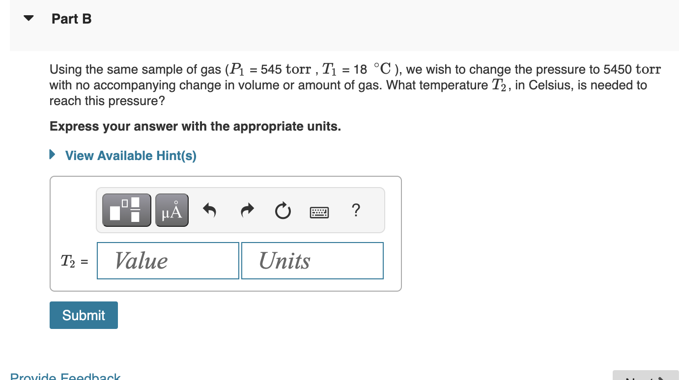 Solved Using the same sample of gas (P1=545 torr,T1=18∘C), | Chegg.com