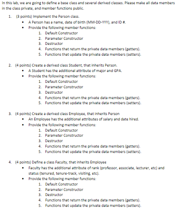 Solved In this lab, we are going to define a base class and | Chegg.com