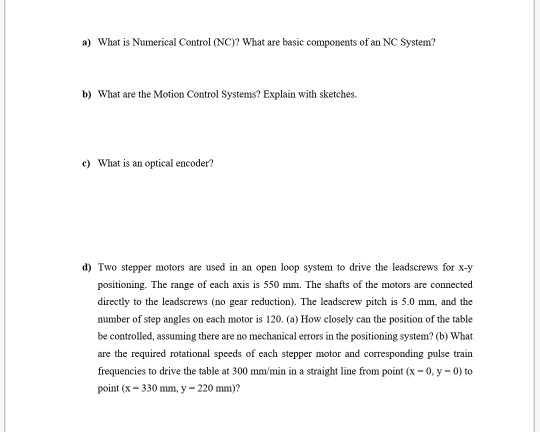 Solved a) What is Numerical Control (NC)? What are basic | Chegg.com