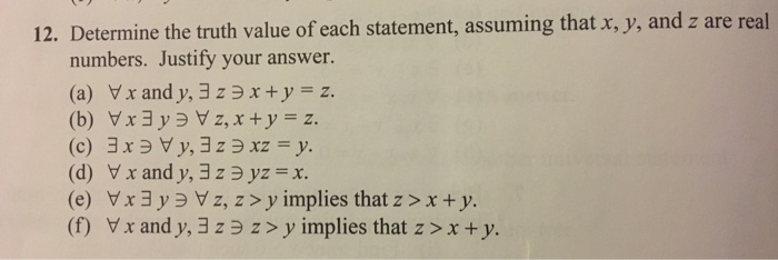 Solved Determine The Truth Value Of Each Statement Assuming
