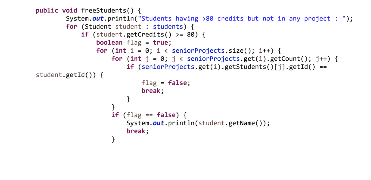 Solved public void freeStudents() { | Chegg.com