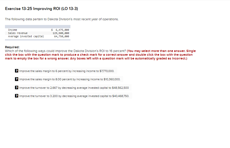 Solved Exercise 13-25 Improving ROI (LO 13-3) The following | Chegg.com
