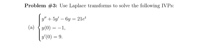 Solved Use Laplace transforms to solve the following IVPs | Chegg.com