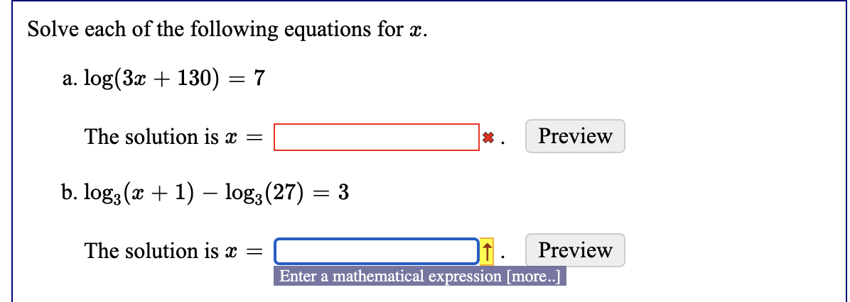 Solved Solve each of the following equations for x. a. | Chegg.com