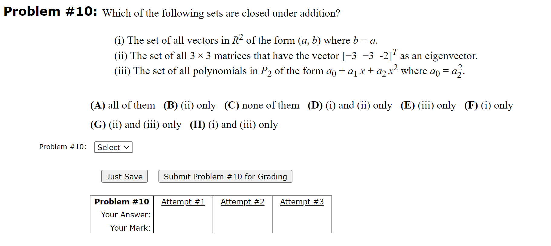 Solved lem \# 10: Which of the following sets are closed | Chegg.com