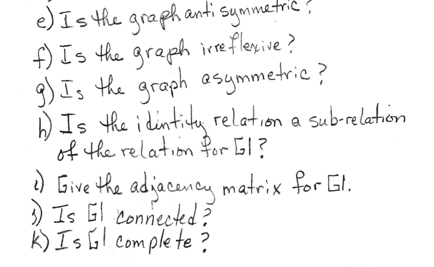 Solved 3 5 7 e) Is the graph anti symmetric ? f) Is the | Chegg.com
