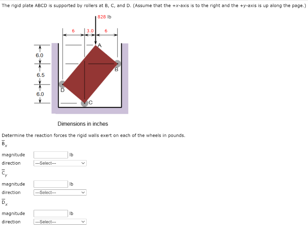 Solved The rigid plate ABCD is supported by rollers at B, C, | Chegg.com