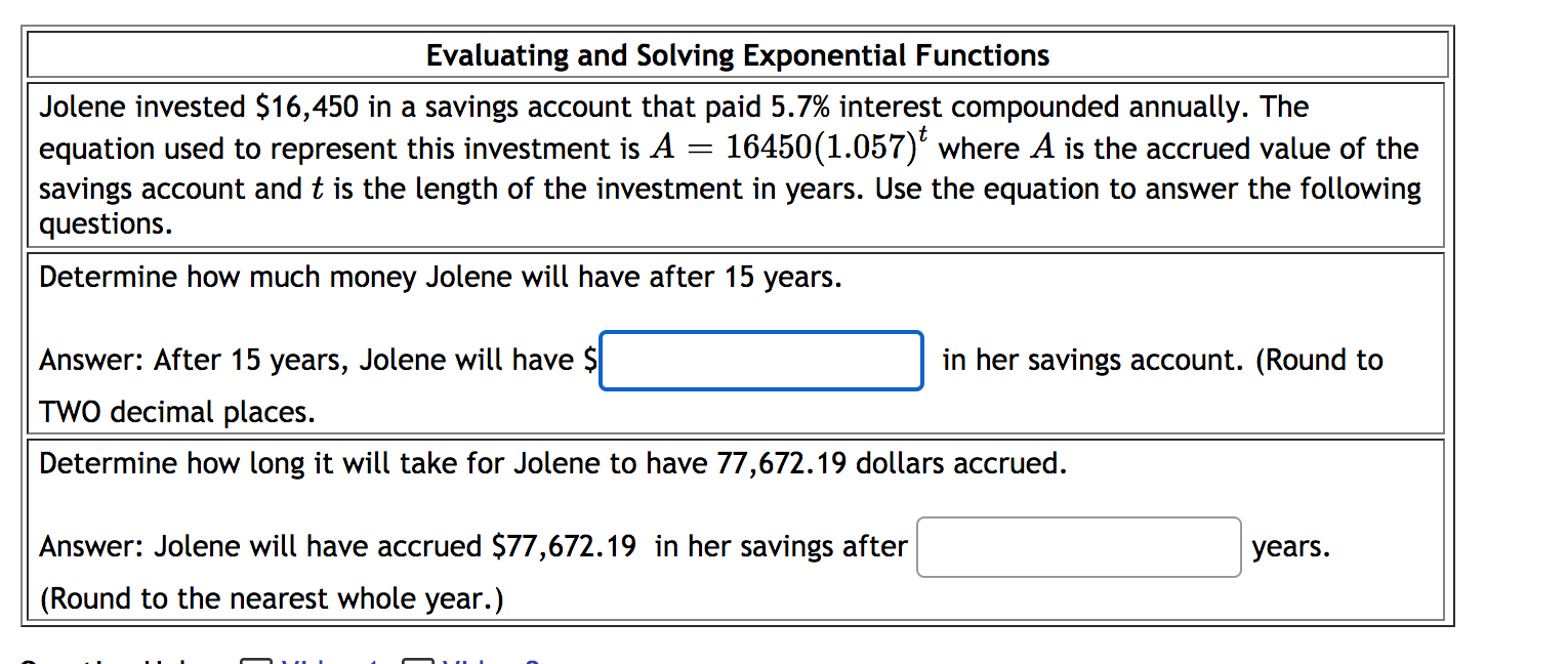 Solved = Evaluating and Solving Exponential Functions Jolene | Chegg.com