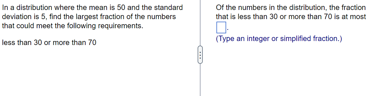 Solved Of the numbers in the distribution, the fractionthat | Chegg.com