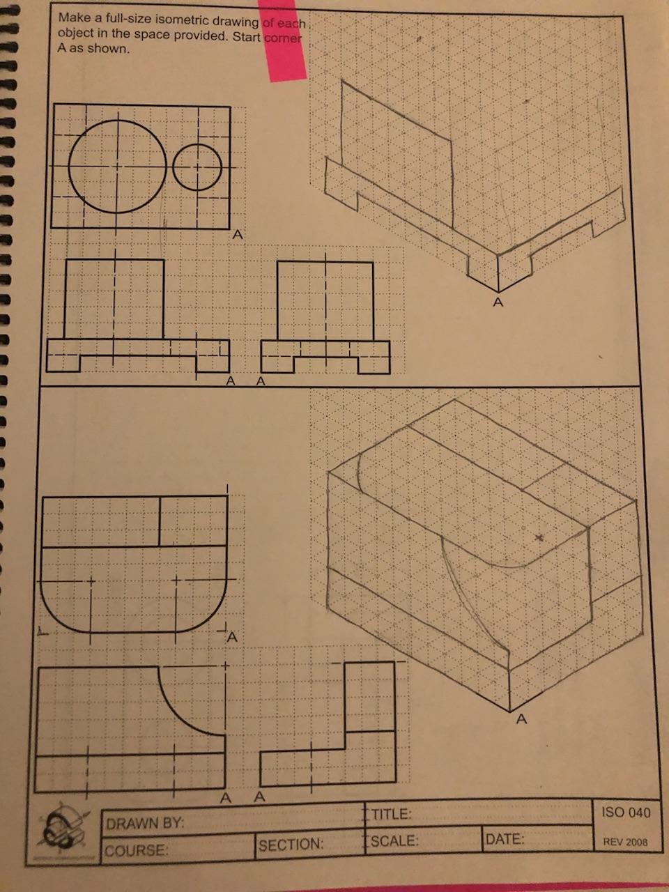Solved Make a full-size isometric drawing of each object in | Chegg.com