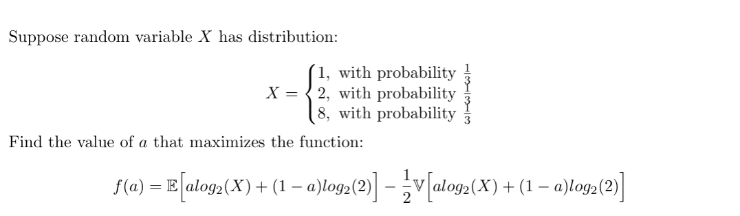 Solved Suppose random variable X has distribution: X = 1, | Chegg.com
