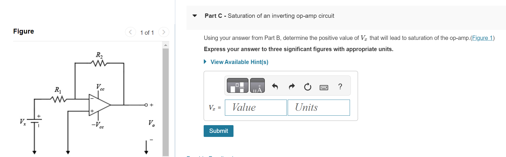 Solved Part C - Saturation of an inverting op-amp circuit | Chegg.com