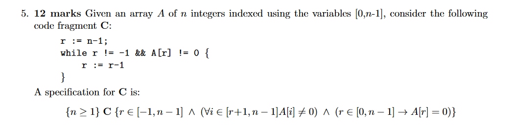 Solved 5. 12 marks Given an array A of n integers indexed | Chegg.com