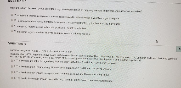 Solved QUESTION 5 Why are regions between genes (intergenic | Chegg.com