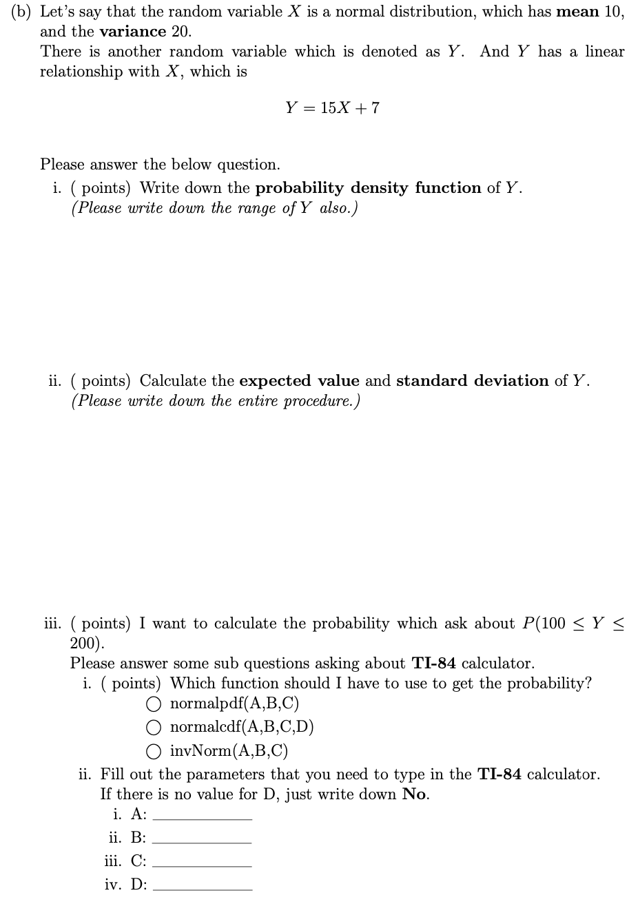 Solved 2. ( points) Normal Distributions (a) Let us suppose | Chegg.com