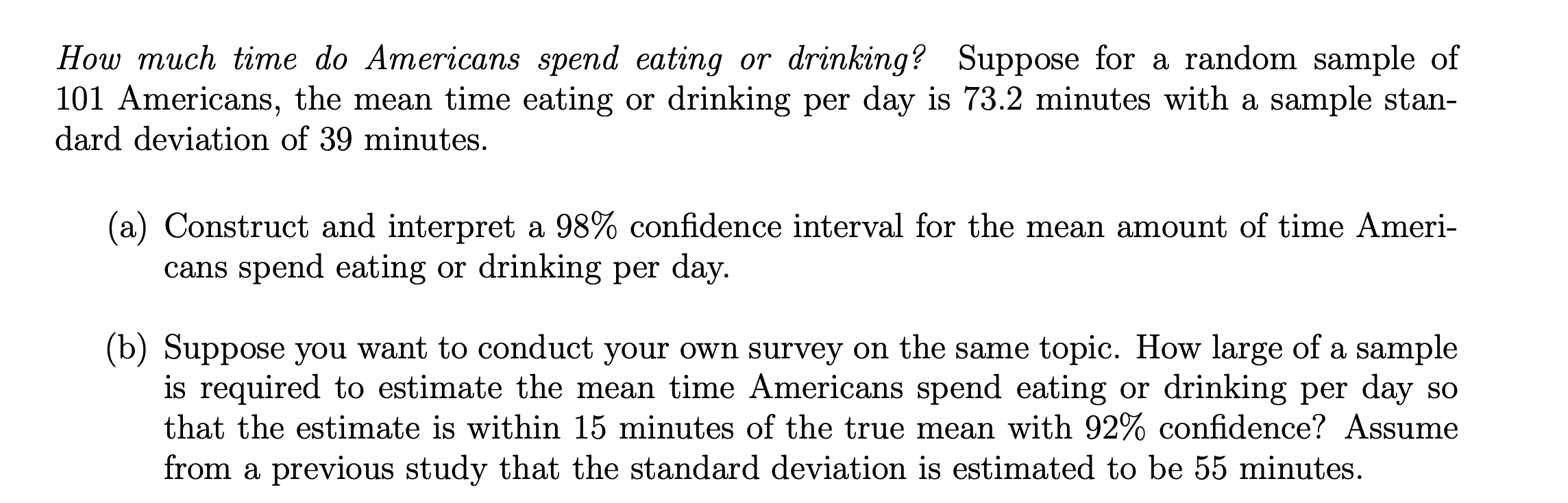 Solved How much time do Americans spend eating or drinking? | Chegg.com