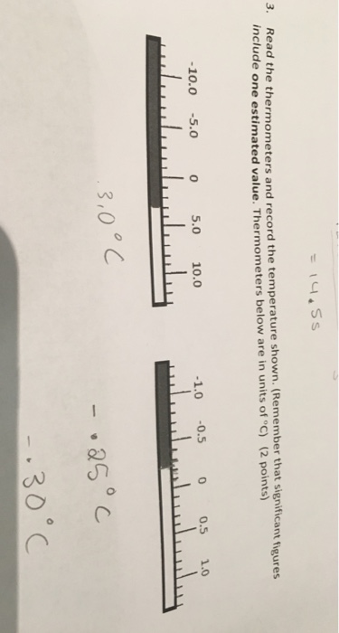 Solved Read the thermometers and record the temperature | Chegg.com