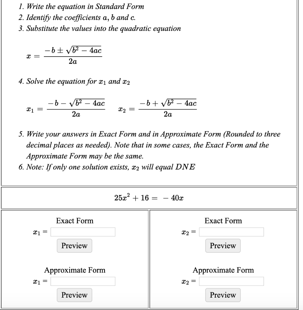Solved 1. Write the equation in Standard Form 2. Identify | Chegg.com