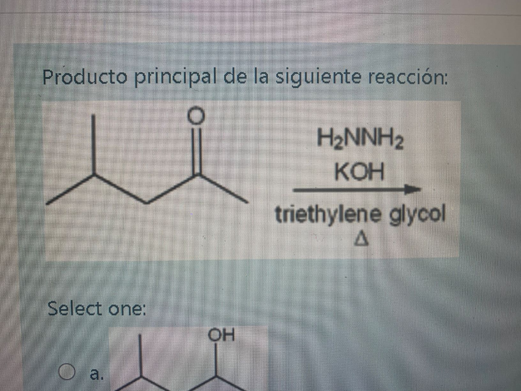 Solved Producto principal de la siguiente reacción: H2NNH2 | Chegg.com