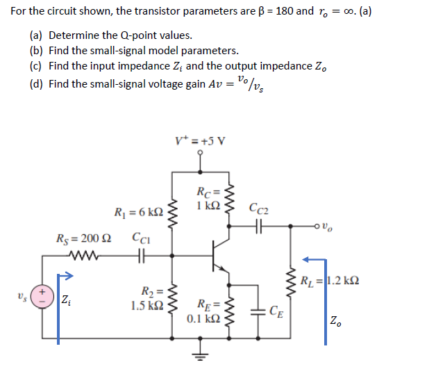 Solved For the circuit shown, the transistor parameters are | Chegg.com