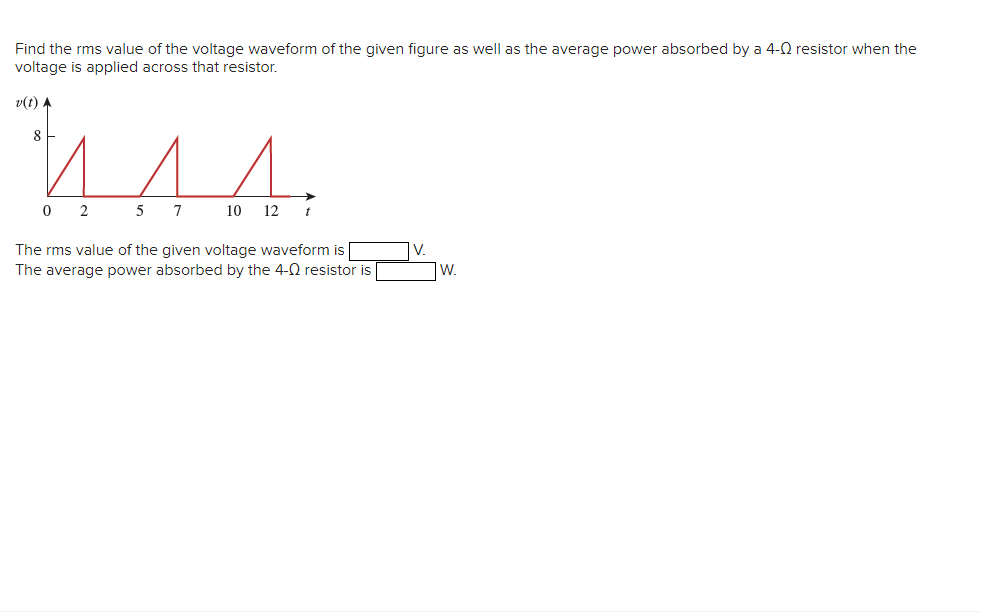 Solved Find the rms value of the voltage waveform of the | Chegg.com