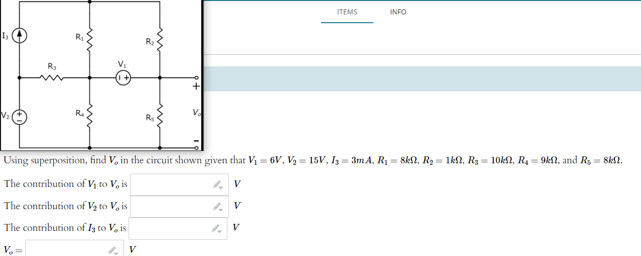 Solved Using superposition, find Vo in the circuit shown | Chegg.com