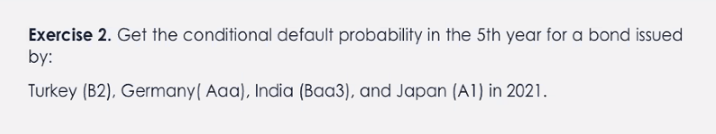 Exercise 2. Get the conditional default probability | Chegg.com