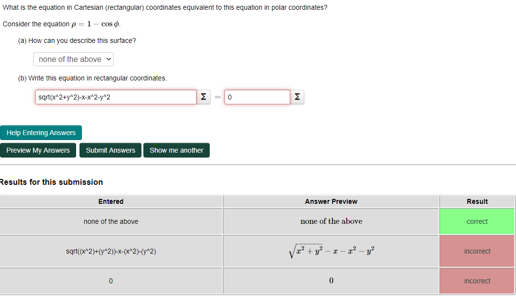Solved What is the equation in Cartesian (rectangular) | Chegg.com