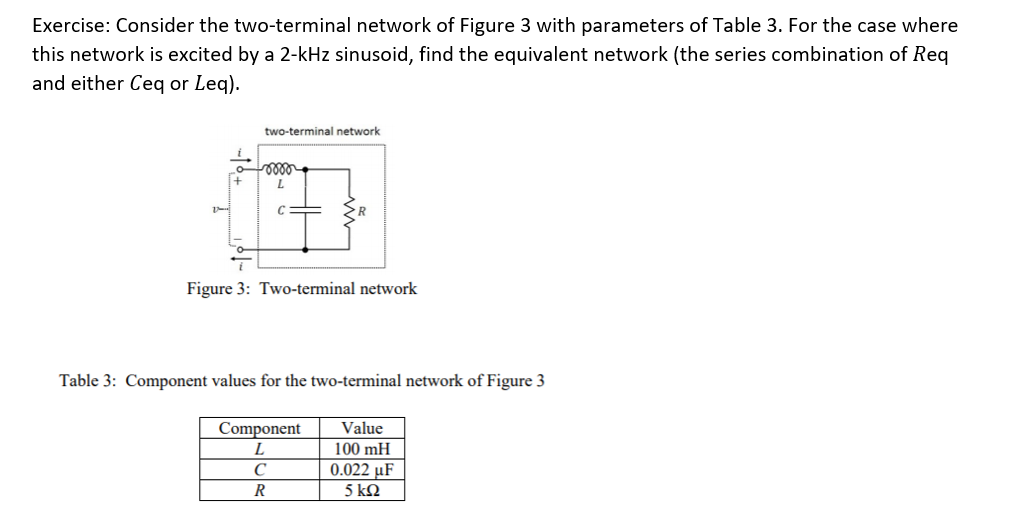Solved Exercise: Consider the two-terminal network of Figure | Chegg.com