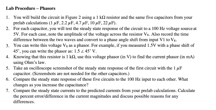 Solved Lab Procedure - Phasors 1. You will build the circuit | Chegg.com