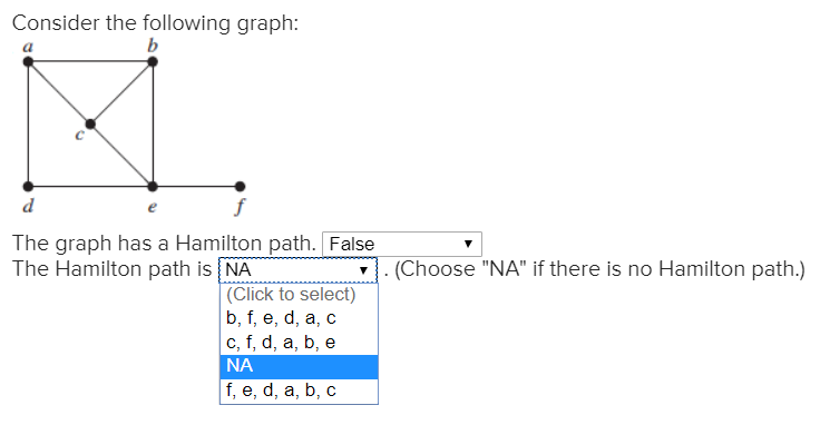 Solved Consider the following graph: d (Choose "NA" if there | Chegg.com