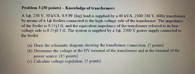 Solved Problem 3 (30 points) - Knowledge of transformers A | Chegg.com