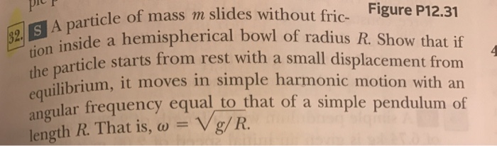 Solved A particle of mass m slides without friction inside a | Chegg.com