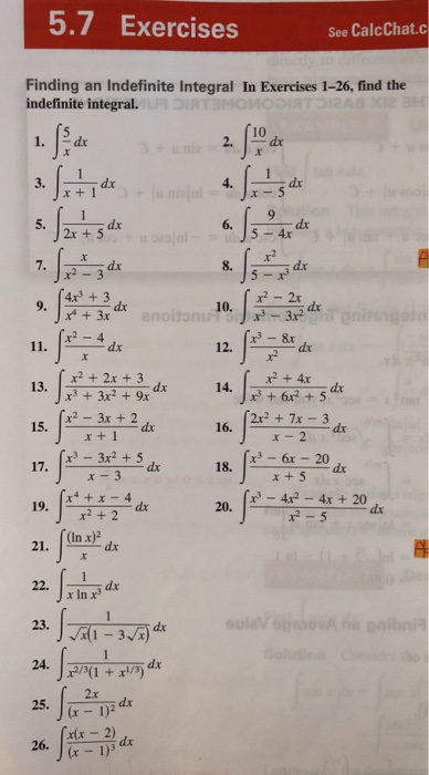 Solved 5.7 Exercises See CalcChat.c Finding an Indefinite | Chegg.com