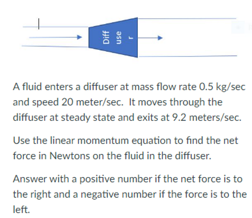Solved A fluid enters a diffuser at mass flow rate 0.5 | Chegg.com