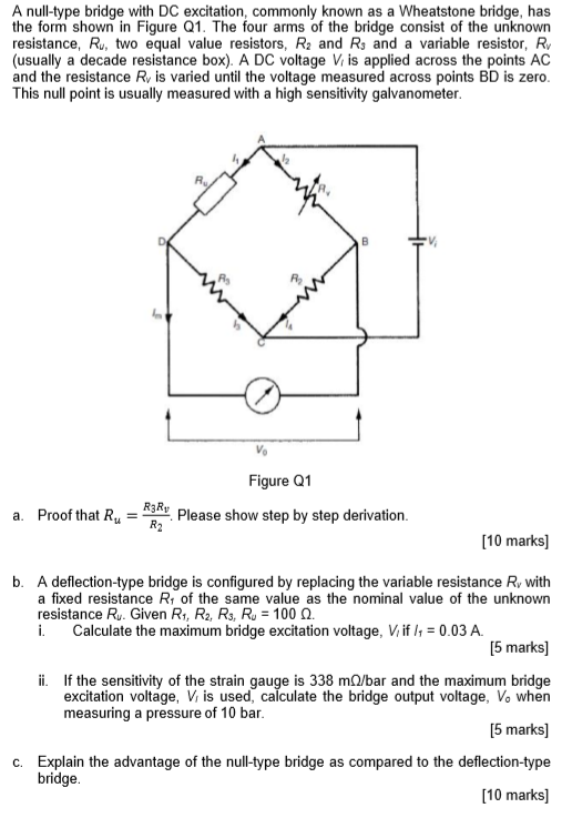 Solved A null-type bridge with DC excitation, commonly known | Chegg.com