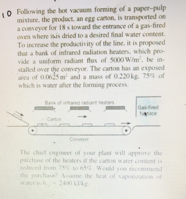 Solved 0 Following the hot vacuum forming of a paper-pulp | Chegg.com