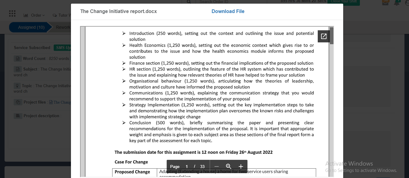 The Change Initiative report.docx Download File | Chegg.com