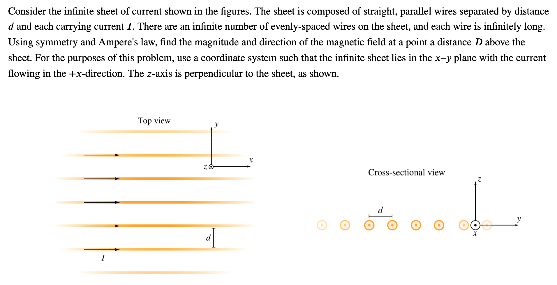 Solved Consider the infinite sheet of current shown in the | Chegg.com Solved Consider the infinite sheet of current shown in the | Chegg.com